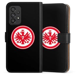 DeinDesign Galaxy A53 5G Handy Klapph&uuml;lle Handyh&uuml;lle aus Kunst Leder schwarz Flip Case Eagle Eintracht Frankfurt Sge Sideflip mit langer Lasche
