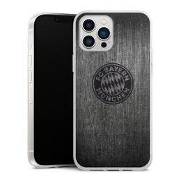 DeinDesign iPhone 13 Pro Max Handy Silikon H&uuml;lle Case transparent Handyh&uuml;lle Fcb Metallic Look Fc Bayern M&uuml;nchen Silikon Case