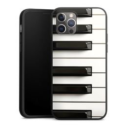 DeinDesign iPhone 12 Pro Handy Premium Silikon H&uuml;lle Handyh&uuml;lle schwarz Case Klavier Music Piano Silikon Premium Case