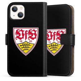 DeinDesign iPhone 13 Handy Klapph&uuml;lle Handyh&uuml;lle aus Kunst Leder schwarz Flip Case Vfb Stuttgart Coat Of Arms Official Licensed Product Sideflip mit Lasche
