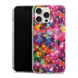 DeinDesign iPhone 15 Pro Max Handy Silikon H&uuml;lle Case transparent Handyh&uuml;lle Water Colour Colourful Points Silikon Case