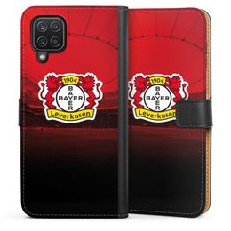 DeinDesign Galaxy A12 Handy Klapph&uuml;lle Handyh&uuml;lle aus Kunst Leder schwarz Flip Case Bayer 04 Leverkusen Official Licensed Product Stadium Sideflip mit langer 