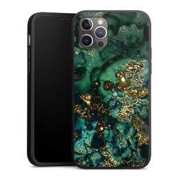 DeinDesign iPhone 12 Pro Handy Premium Silikon H&uuml;lle Handyh&uuml;lle schwarz Case Marble Muster Glitzer Silikon Premium Case