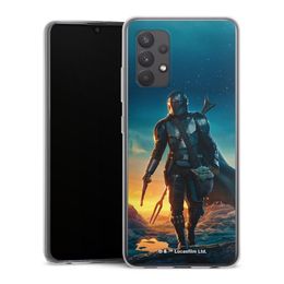 DeinDesign Galaxy A32 4G Handy Silikon H&uuml;lle Case transparent Handyh&uuml;lle Star Wars The Mandalorian Sunset Silikon Case