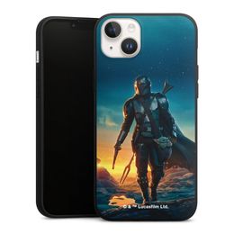 DeinDesign iPhone 14 Handy Premium Silikon H&uuml;lle Handyh&uuml;lle schwarz Case Star Wars The Mandalorian Sunset Silikon Premium Case