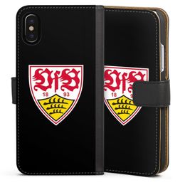 DeinDesign iPhone X Handy Klapph&uuml;lle Handyh&uuml;lle aus Kunst Leder schwarz Flip Case Vfb Stuttgart Coat Of Arms Official Licensed Product Sideflip mit langer Lasche
