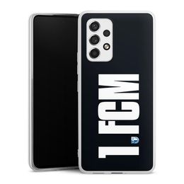 DeinDesign Galaxy A53 5G Handy Silikon H&uuml;lle Case transparent Handyh&uuml;lle Official Licensed Product 1. Fcm 1. Fc Magdeburg Silikon Case