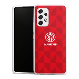 DeinDesign Galaxy A53 5G Handy Silikon H&uuml;lle Case wei&szlig; Handyh&uuml;lle Official Licensed Product Merchandise Mainz 05 Silikon Case