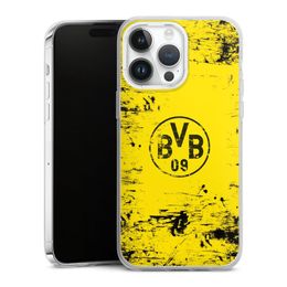 DeinDesign iPhone 14 Pro Max Handy Silikon H&uuml;lle Case transparent Handyh&uuml;lle Bvb Official Licensed Product Borussia Dortmund Silikon Case