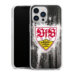 DeinDesign iPhone 13 Pro Handy Silikon H&uuml;lle Case wei&szlig; Handyh&uuml;lle Official Licensed Product Vfb Stuttgart Bundesliga Silikon Case