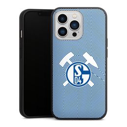 DeinDesign iPhone 13 Pro Handy Premium Silikon H&uuml;lle Handyh&uuml;lle schwarz Case Bundesliga Stripes Fc Schalke 04 Silikon Premium Case