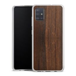 DeinDesign Galaxy A51 Handy Silikon H&uuml;lle Case transparent Handyh&uuml;lle Wood Nut Tree Wooden Look Silikon Case