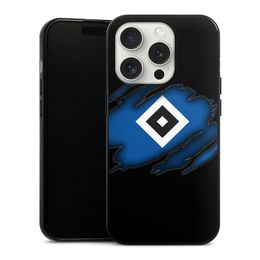 DeinDesign iPhone 15 Pro Handy Slim Case extra d&uuml;nn Silikon Handyh&uuml;lle schwarz H&uuml;lle Official Licensed Product Hsv Hamburger Sv Silikon Slim Case