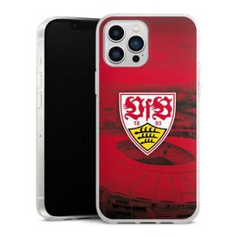 DeinDesign iPhone 13 Pro Max Handy Silikon H&uuml;lle Case transparent Handyh&uuml;lle Vfb Stuttgart Official Licensed Product Stadium Silikon Case