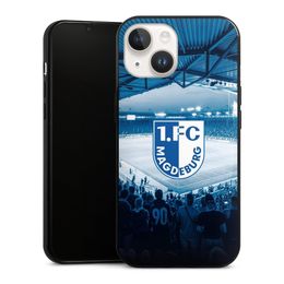 DeinDesign iPhone 14 Handy Slim Case extra d&uuml;nn Silikon Handyh&uuml;lle schwarz H&uuml;lle Stadium 1. Fcm 1. Fc Magdeburg Silikon Slim Case