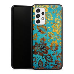 DeinDesign Galaxy A53 5G Handy Silikon H&uuml;lle Case schwarz Handyh&uuml;lle Flowers Ornament Vintage