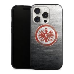 DeinDesign iPhone 15 Pro Handy Slim Case extra d&uuml;nn Silikon Handyh&uuml;lle schwarz H&uuml;lle Eintracht Frankfurt Sge Logo Silikon Slim Case