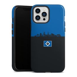 DeinDesign iPhone 13 Pro Max Handy Panzer Handyh&uuml;lle robuste Outdoor H&uuml;lle Schutzh&uuml;lle gl&auml;nzend Hsv Skyline Hamburg Tough Case