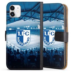 DeinDesign iPhone 11 Handy Klapph&uuml;lle Handyh&uuml;lle aus Kunst Leder schwarz Flip Case Stadium 1. Fcm 1. Fc Magdeburg Sideflip mit Lasche