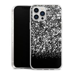 DeinDesign iPhone 13 Pro Max Handy Silikon H&uuml;lle Case transparent Handyh&uuml;lle Muster Snowflake Glitzer Silikon Case