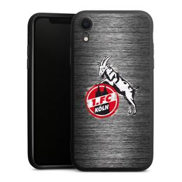 DeinDesign iPhone Xr Handy Premium Silikon H&uuml;lle Handyh&uuml;lle schwarz Case Official Licensed Product Metallic Look 1. Fc K&ouml;ln Silikon Premium Case