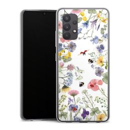 DeinDesign Galaxy A32 4G Handy Silikon H&uuml;lle Case transparent Handyh&uuml;lle Flowers Bee Muster Silikon Case