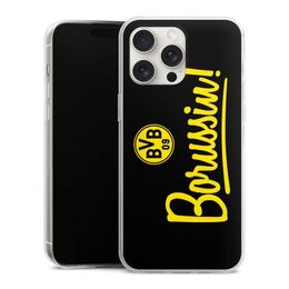 DeinDesign iPhone 15 Pro Max Handy Silikon H&uuml;lle Case transparent Handyh&uuml;lle Borussia Dortmund Bvb Soccer Silikon Case