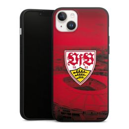 DeinDesign iPhone 14 Handy Premium Silikon H&uuml;lle Handyh&uuml;lle schwarz Case Vfb Stuttgart Official Licensed Product Stadium Silikon Premium Case