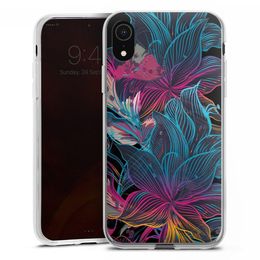 DeinDesign iPhone Xr Handy Silikon H&uuml;lle Case transparent Handyh&uuml;lle Colourful Flowers Neon Silikon Case