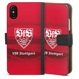 DeinDesign iPhone X Handy Klapph&uuml;lle Handyh&uuml;lle aus Kunst Leder schwarz Flip Case Stadium Official Licensed Product Vfb Stuttgart Sideflip mit langer Lasche