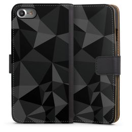 DeinDesign iPhone SE (2020) Handy Klapphülle Handyhülle aus Kunst Leder schwarz Flip Case Abstract Geometric Muster Sideflip mit Lasche