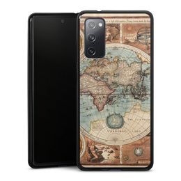 DeinDesign Galaxy S20 FE Handy Silikon H&uuml;lle Case schwarz Handyh&uuml;lle World Map Vintage Map