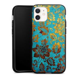 DeinDesign iPhone 12 Handy Silikon H&uuml;lle Case schwarz Handyh&uuml;lle Flowers Vintage Ornament