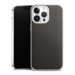 DeinDesign iPhone 14 Pro Max Handy Silikon H&uuml;lle Case transparent Handyh&uuml;lle Carbon Metallic Look Muster Silikon Case