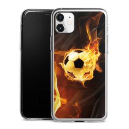 DeinDesign iPhone 11 Handy Slim Case Silikon Handyh&uuml;lle transparent H&uuml;lle extra d&uuml;nn Soccer Ball Fire Silikon Slim Case