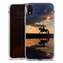DeinDesign iPhone Xr Handy Silikon H&uuml;lle Case transparent Handyh&uuml;lle Sunset Horseback Riding Horse Silikon Case