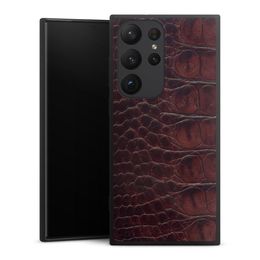 DeinDesign Galaxy S23 Ultra Handy Premium Silikon H&uuml;lle Handyh&uuml;lle schwarz Case Leather Crocodile Animal Print Silikon Premium Case