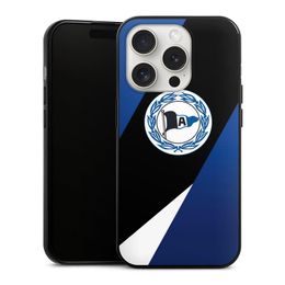DeinDesign iPhone 15 Pro Handy Slim Case extra d&uuml;nn Silikon Handyh&uuml;lle schwarz H&uuml;lle Official Licensed Product Dsc Arminia Bielefeld Silikon Slim Case