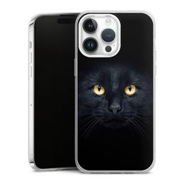 DeinDesign iPhone 14 Pro Max Handy Silikon H&uuml;lle Case transparent Handyh&uuml;lle Eye Cat Black Silikon Case