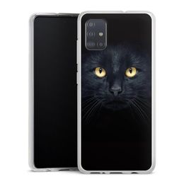 DeinDesign Galaxy A51 Handy Silikon H&uuml;lle Case transparent Handyh&uuml;lle Eye Cat Black Silikon Case