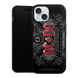 DeinDesign iPhone 15 Handy Slim Case extra d&uuml;nn Silikon Handyh&uuml;lle schwarz H&uuml;lle Merchandise Black Ice Acdc Silikon Slim Case