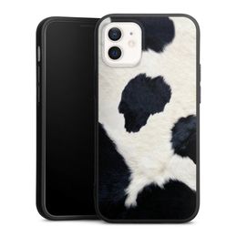 DeinDesign iPhone 12 mini Handy Premium Silikon H&uuml;lle Handyh&uuml;lle schwarz Case Animal Look Animal Print Cow Skin Silikon Premium Case