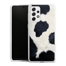 DeinDesign Galaxy A33 5G Handy Silikon H&uuml;lle Case wei&szlig; Handyh&uuml;lle Animal Print Animal Look Cow Skin Silikon Case