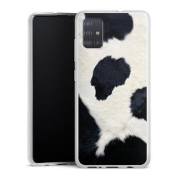DeinDesign Galaxy A51 Handy Silikon H&uuml;lle Case transparent Handyh&uuml;lle Animal Look Animal Print Cow Skin Silikon Case