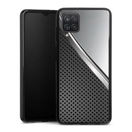 DeinDesign Galaxy A12 Handy Silikon H&uuml;lle Case schwarz Handyh&uuml;lle Carbon Steel Metall