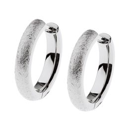 Ernstes Design Paar Creolen Scharniercreolen Ohrringe Edelstahl gekratzt / poliert Ø ca. 16 mm, 3 mm