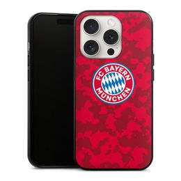 DeinDesign iPhone 15 Pro Handy Slim Case extra d&uuml;nn Silikon Handyh&uuml;lle schwarz H&uuml;lle Camouflage Fcb Fc Bayern M&uuml;nchen Silikon Slim Case