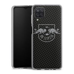 DeinDesign Galaxy A12 Handy Silikon H&uuml;lle Case transparent Handyh&uuml;lle Rb Leipzig Carbon Metallic Look Silikon Case