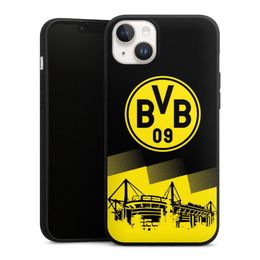 DeinDesign iPhone 14 Handy Premium Silikon H&uuml;lle Handyh&uuml;lle schwarz Case Borussia Dortmund Stadium Bvb Silikon Premium Case