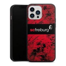 DeinDesign iPhone 13 Pro Max Handy Premium Silikon H&uuml;lle Handyh&uuml;lle schwarz Case Official Licensed Product Sc Freiburg Logo Silikon Premium Case